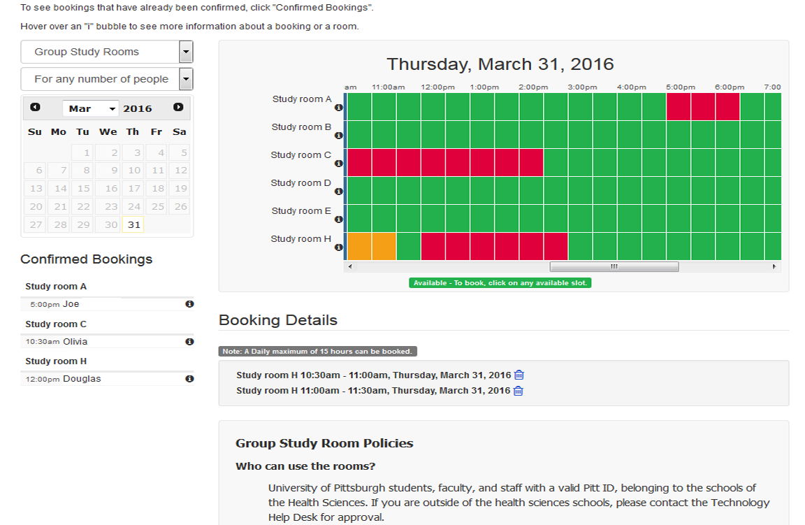 Book Group Study Rooms Online – HSLS Update